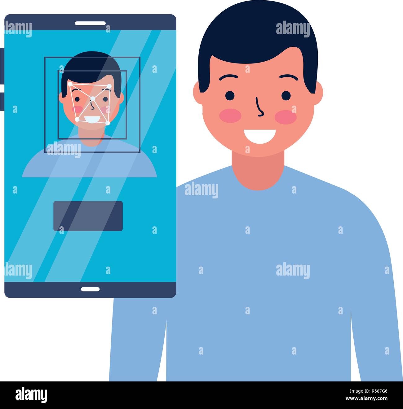 man face scan biometric digital technology vector illustration Stock ...