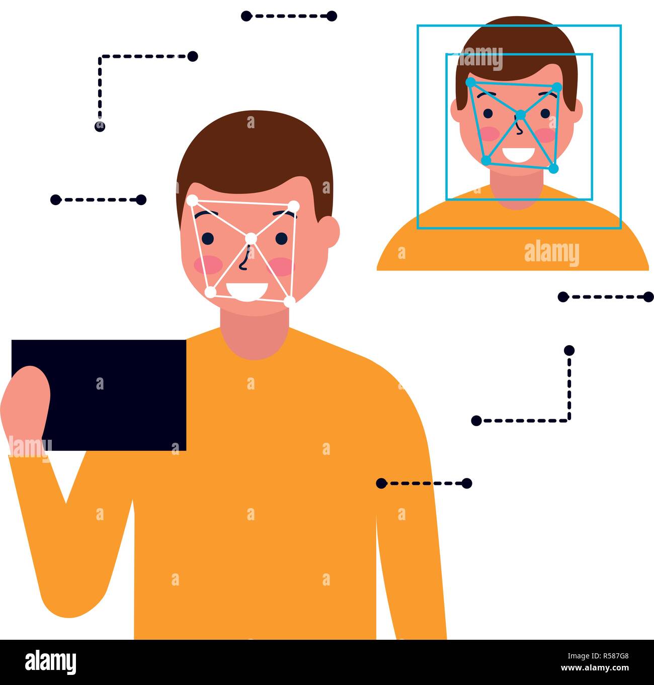 man face scan biometric digital technology vector illustration Stock ...