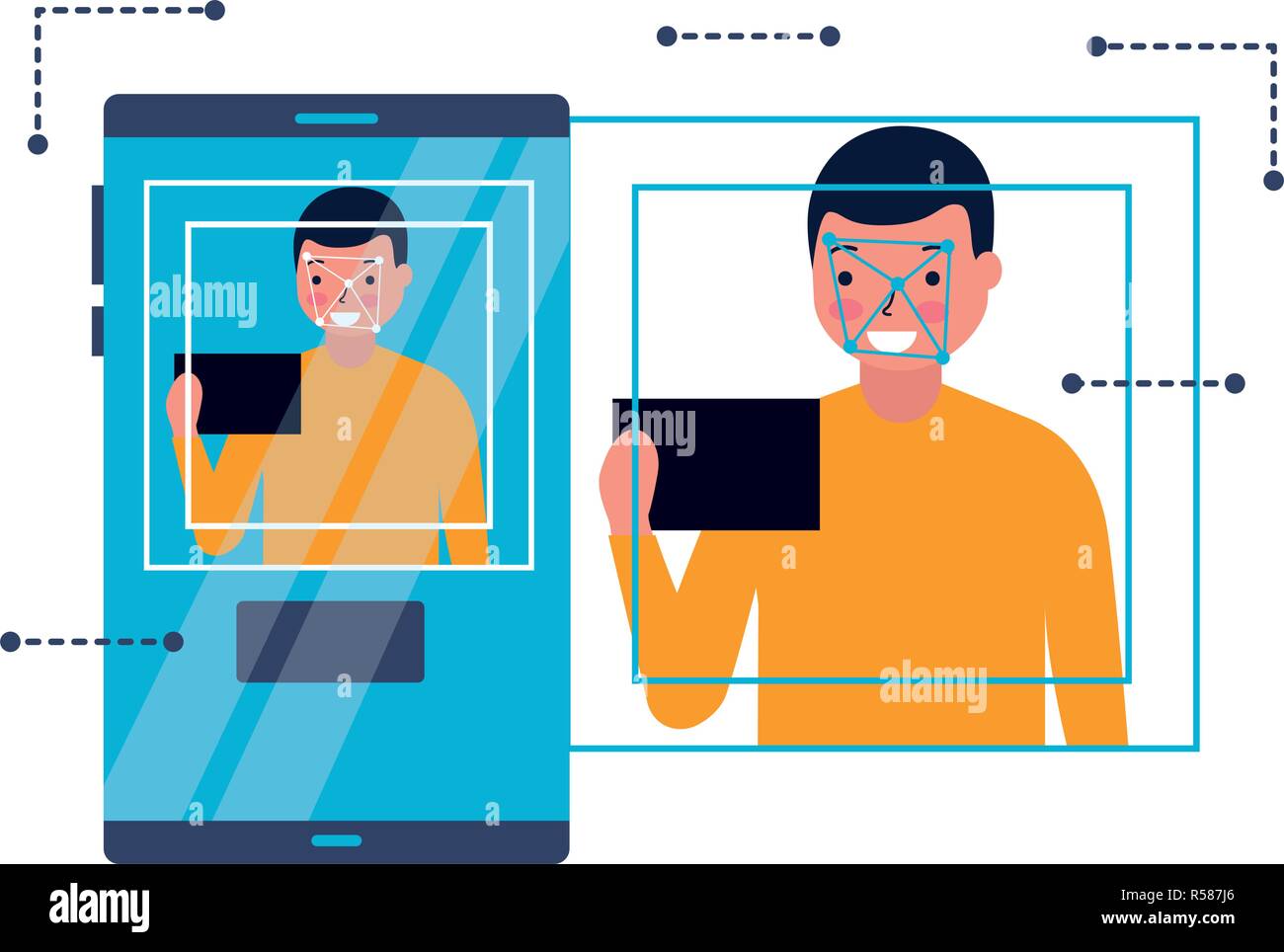 man face scan biometric digital technology vector illustration Stock ...