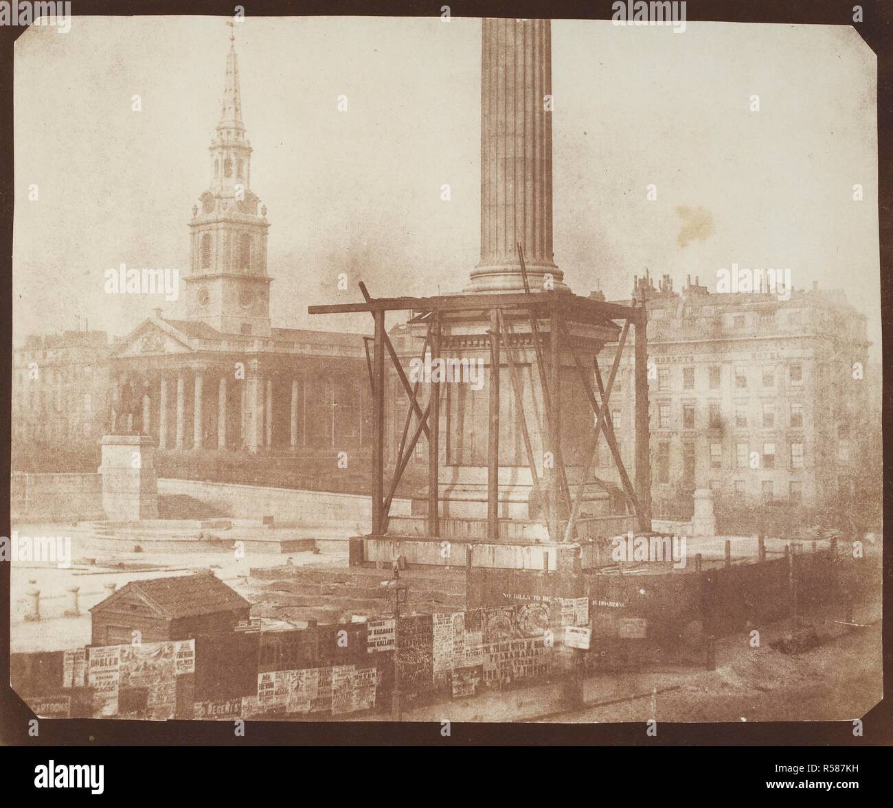 Nelsonâ€™s Column under construction, Trafalgar Square, London, April ...