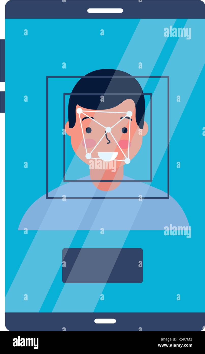 man face scan biometric digital technology vector illustration Stock ...