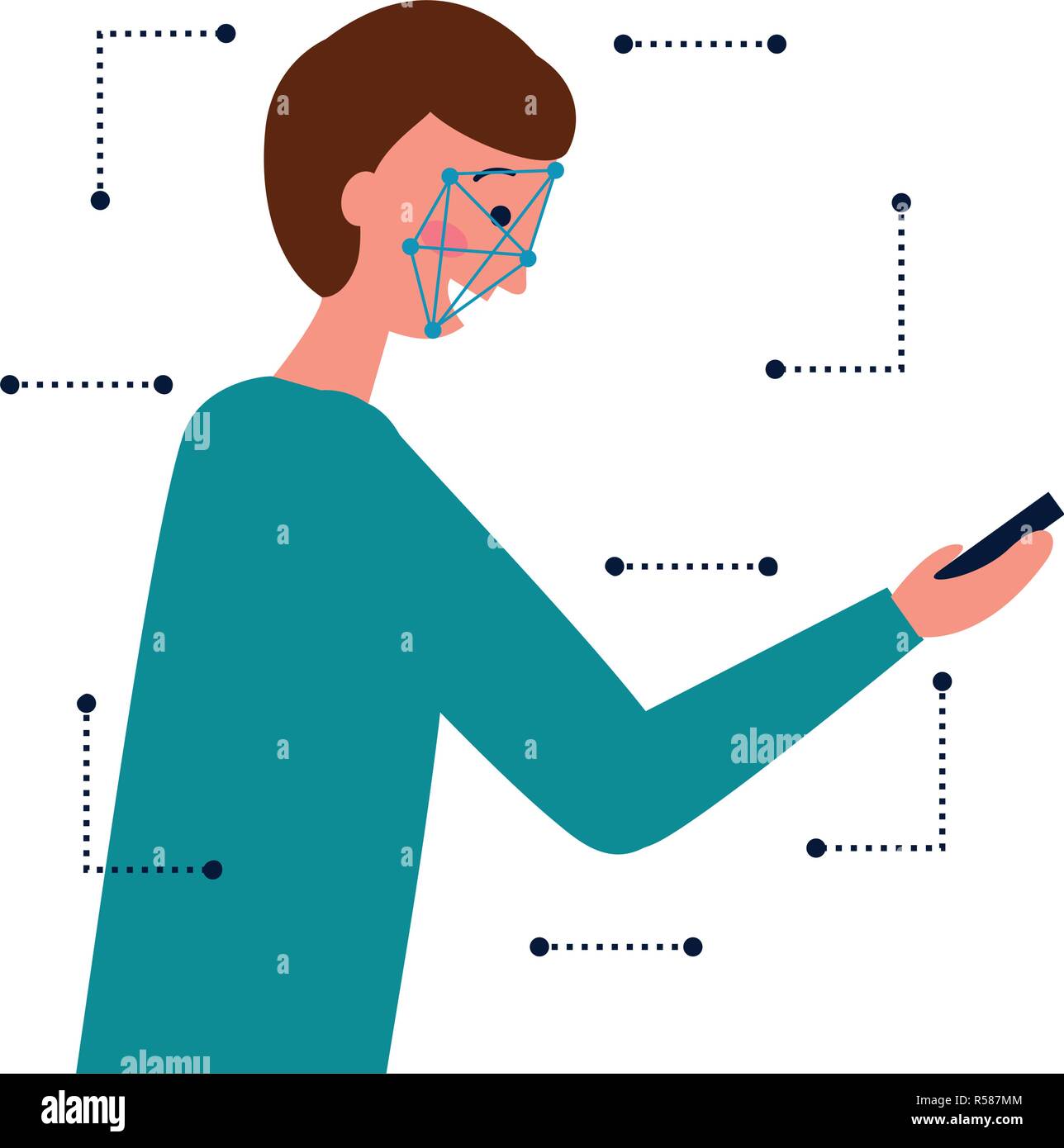 man face scan biometric digital technology vector illustration Stock ...