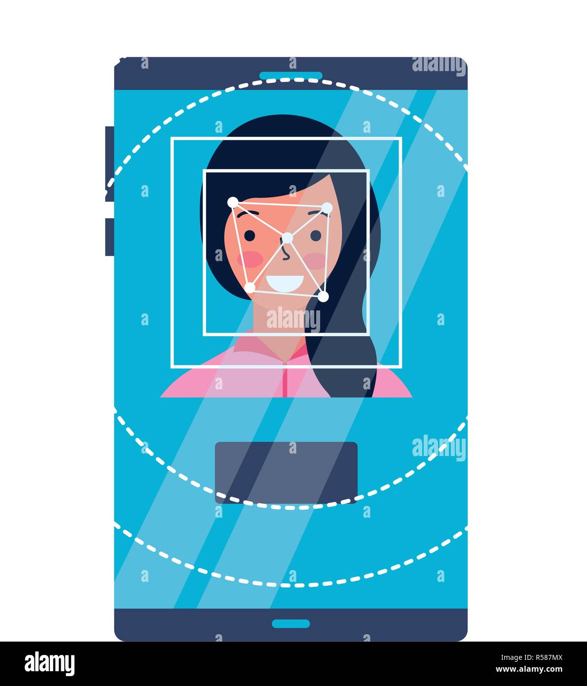 woman face scan process gadget vector illustration Stock Vector Image ...
