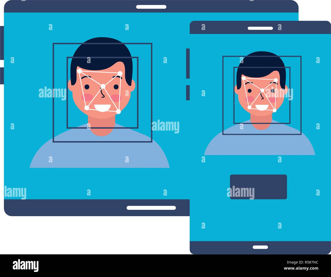 man face scan biometric digital technology vector illustration Stock ...
