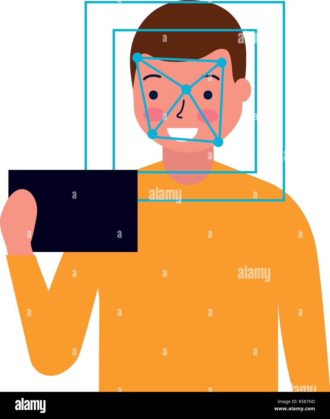 man face scan biometric digital technology vector illustration Stock ...