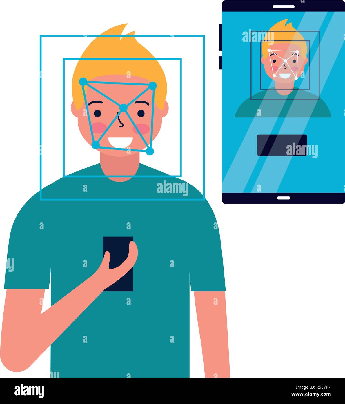 man face scan biometric digital technology vector illustration Stock ...