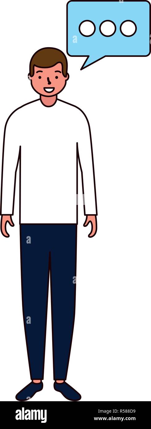 man standing with speech bubble vector illustration Stock Vector Image ...