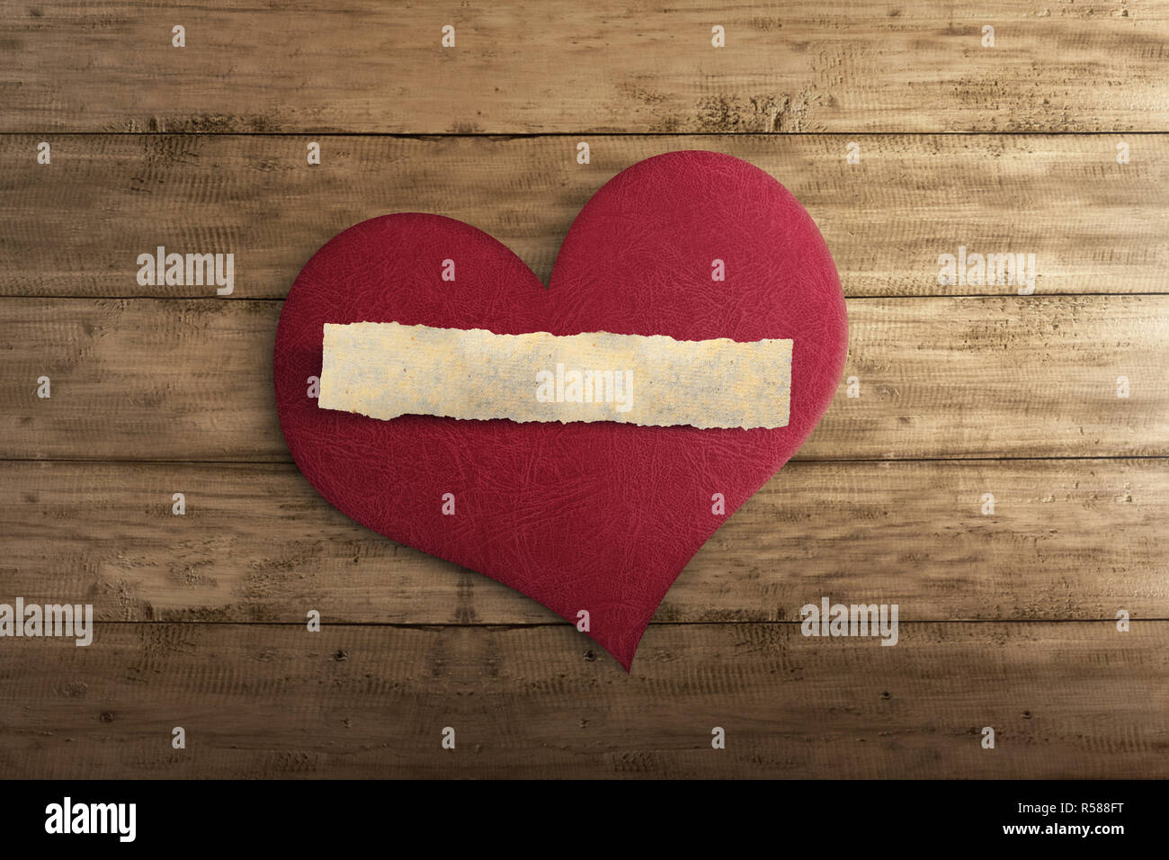 Blank ripped paper on red heart shape Stock Photo - Alamy