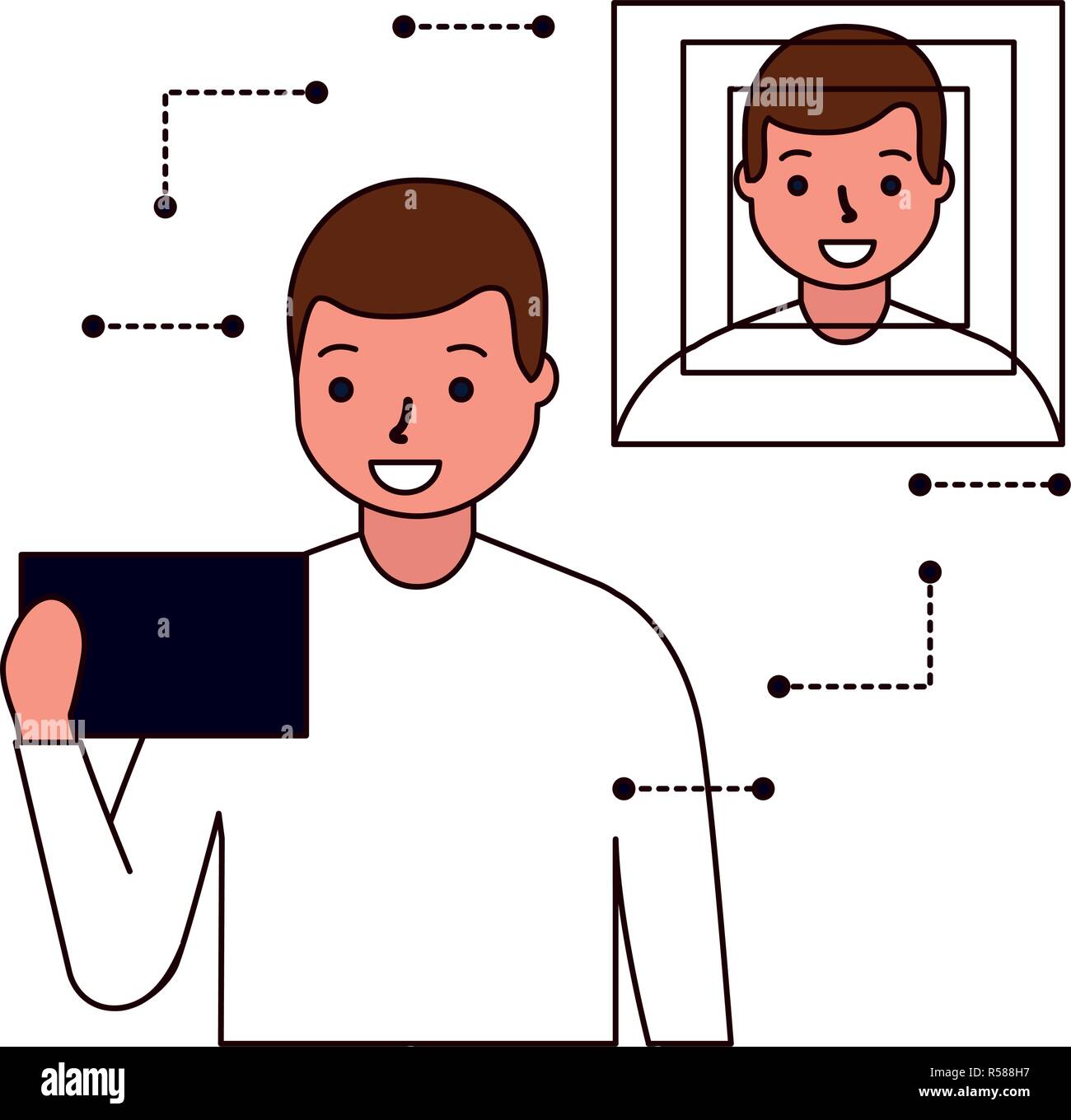 man face scan biometric digital technology vector illustration Stock ...