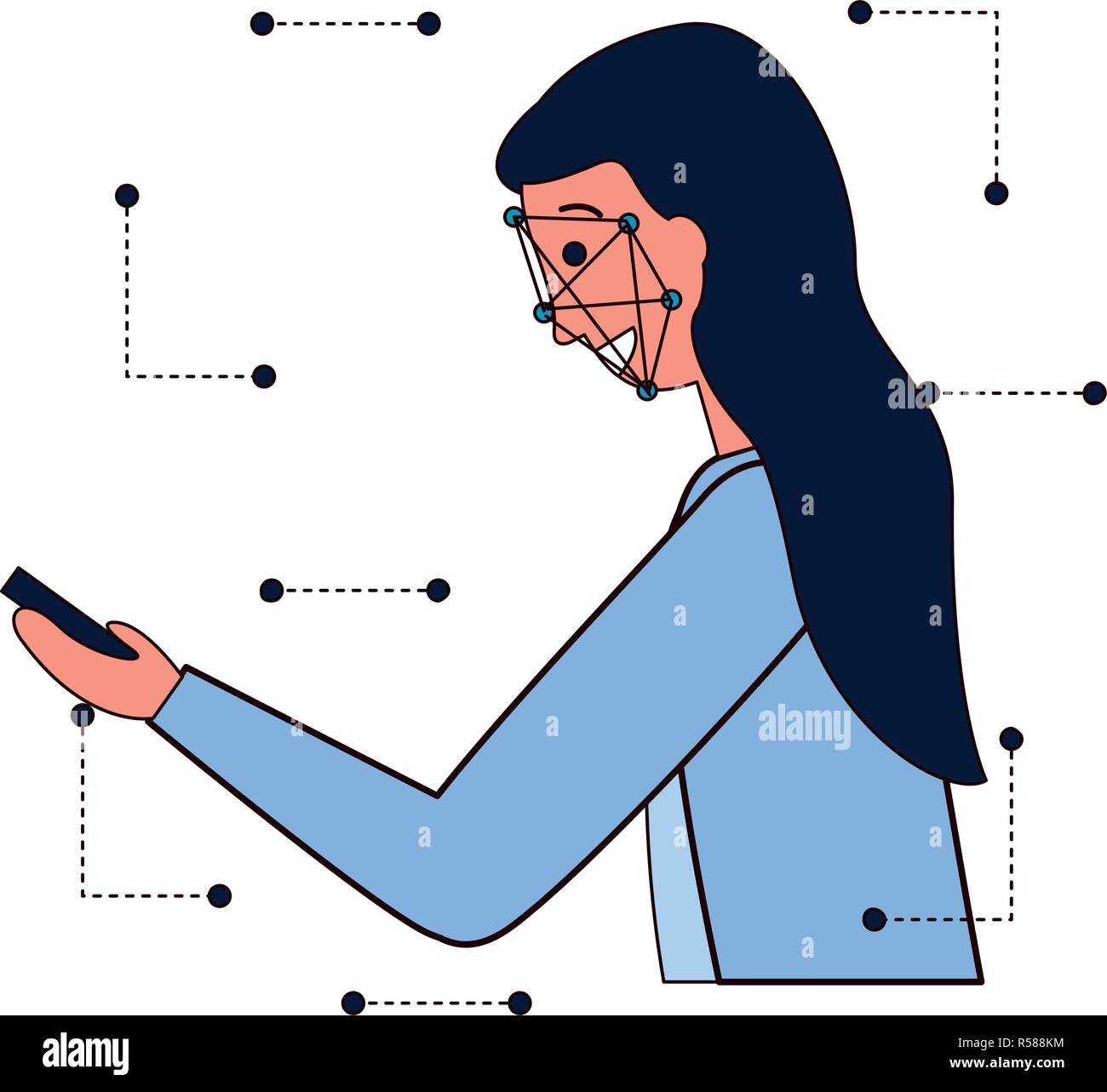 woman face scan process gadget vector illustration Stock Vector Image ...