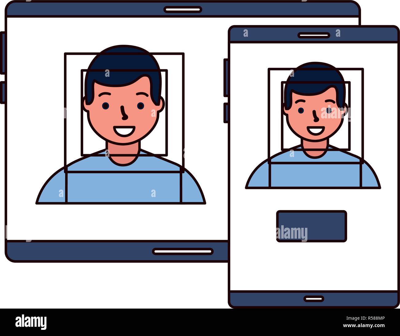 man face scan biometric digital technology vector illustration Stock ...