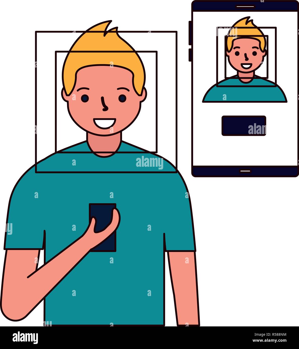 man face scan biometric digital technology vector illustration Stock ...