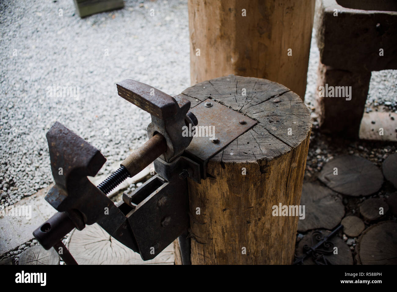 inside an old vintage blacksmith and workshop Stock Photo - Alamy
