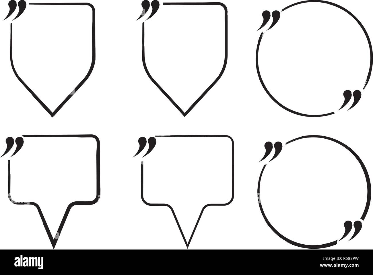 Set of Quote Blank Icon and Label. Template for note,message, comment ...