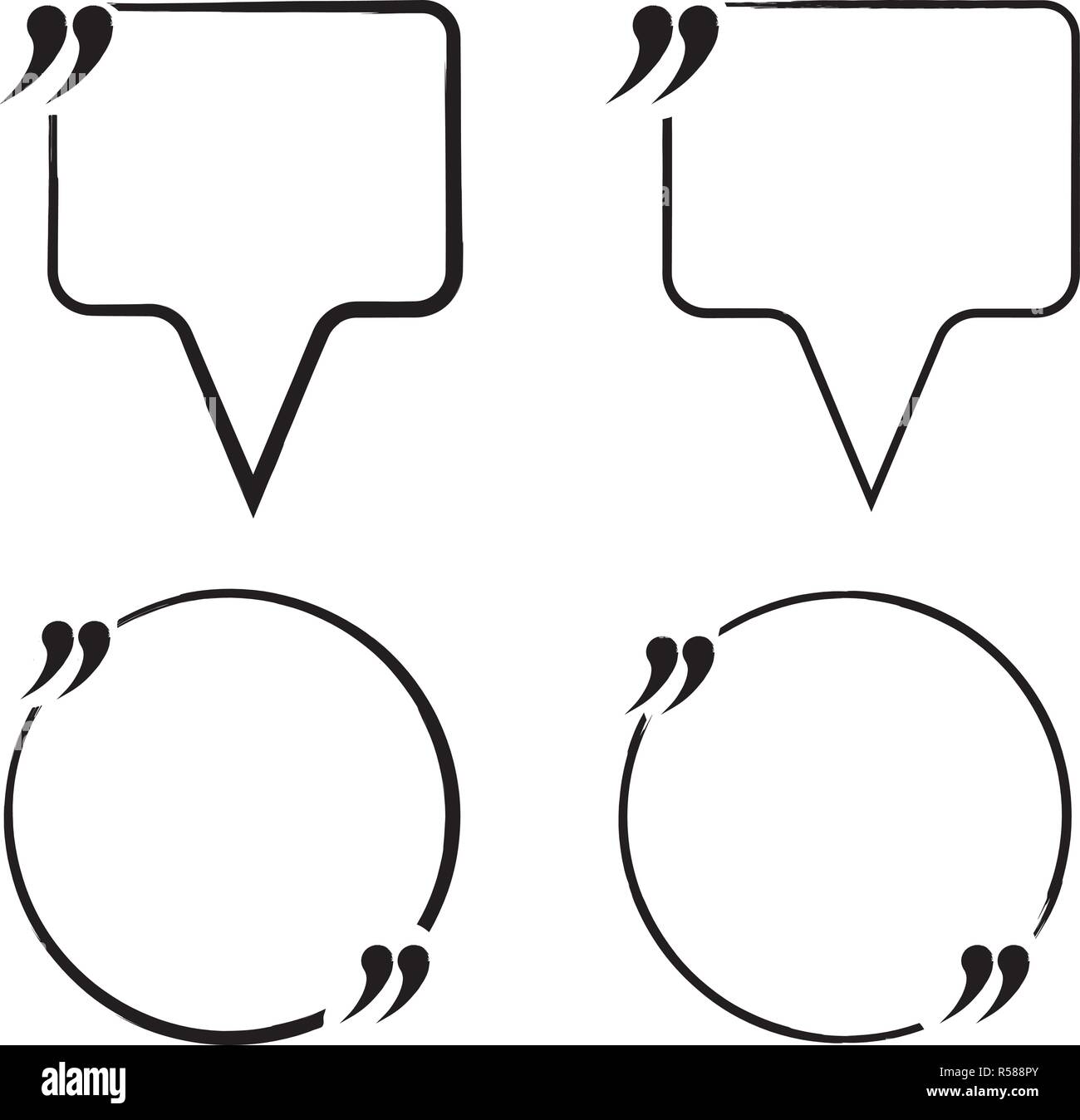 Set of Quote Blank Icon and Label. Template for note,message, comment ...