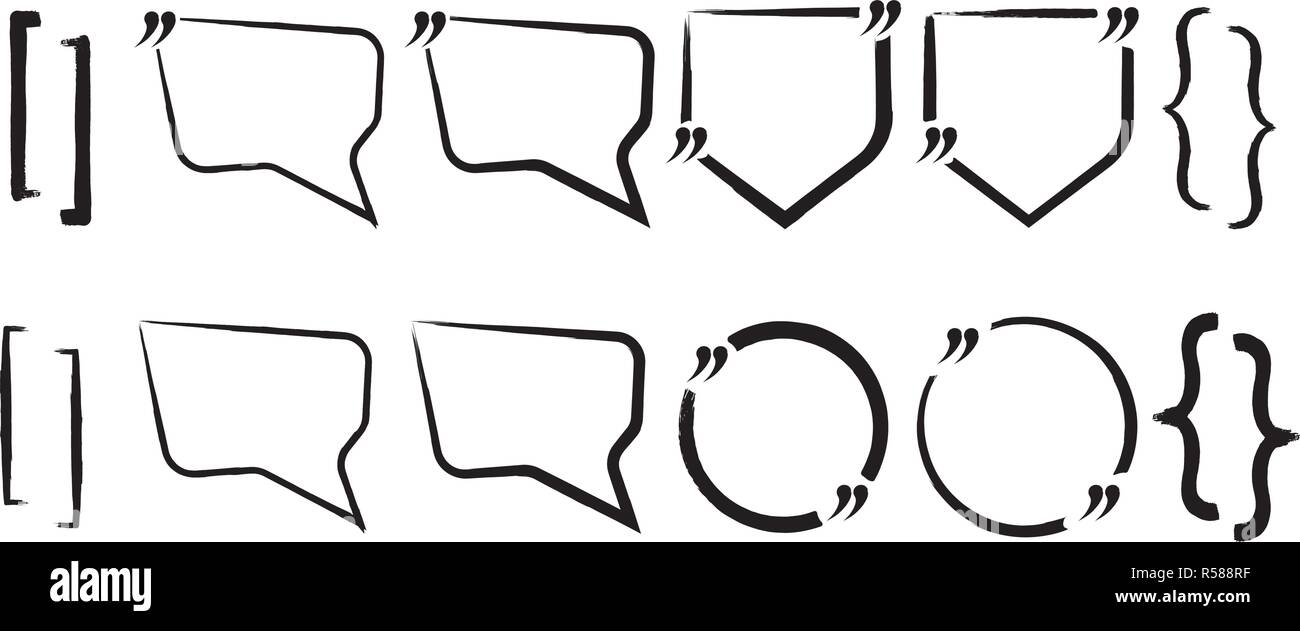 Set of Quote Blank Icon and Label. Template for note,message, comment ...