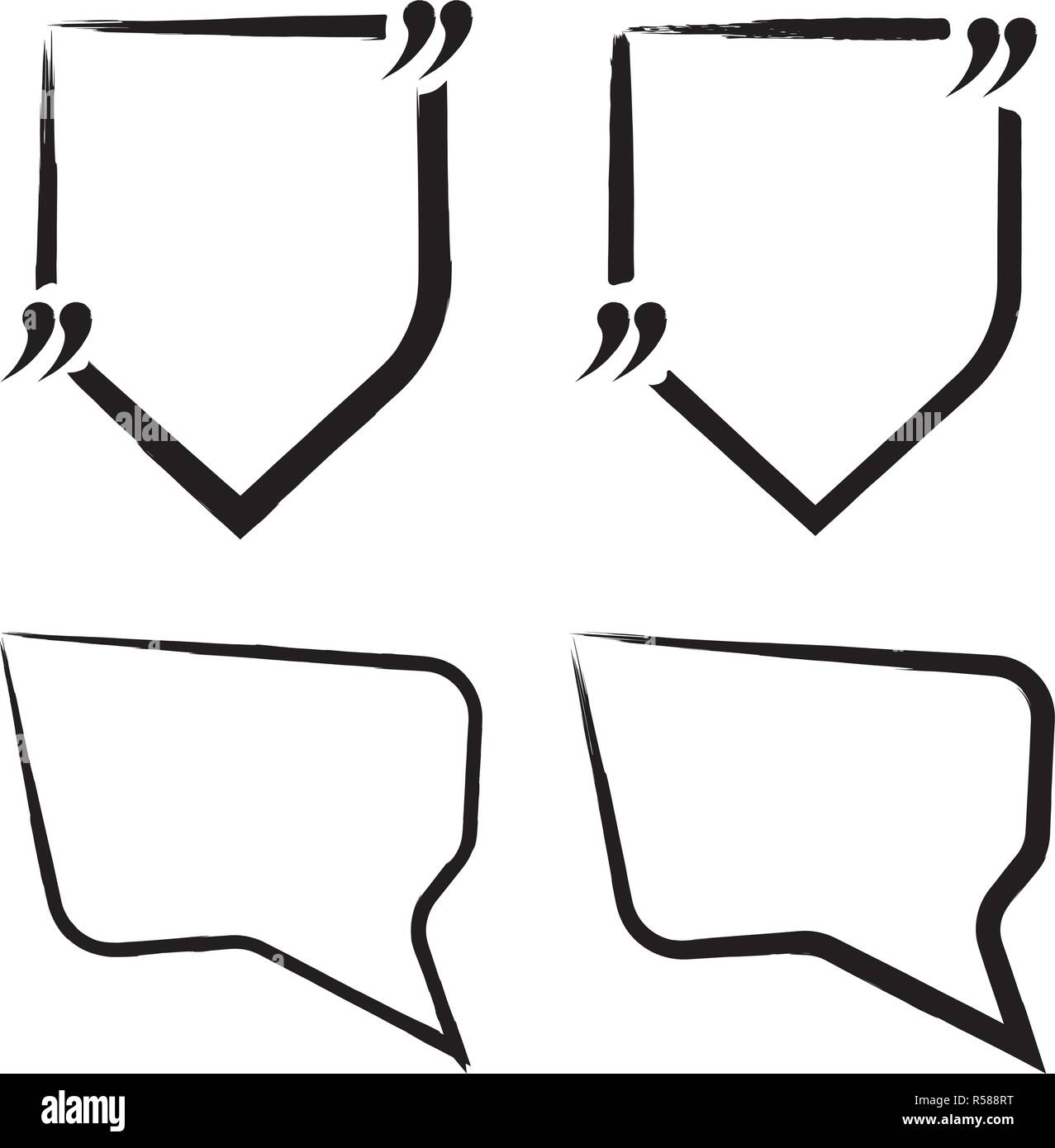 Set of Quote Blank Icon and Label. Template for note,message, comment ...