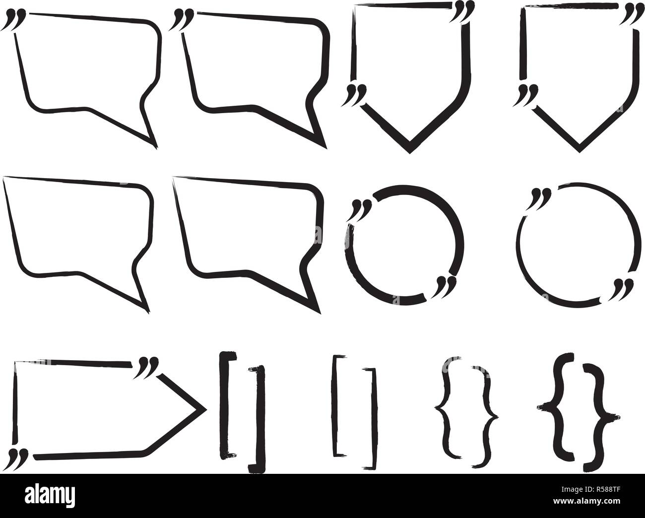 Set of Quote Blank Icon and Label. Template for note,message, comment ...