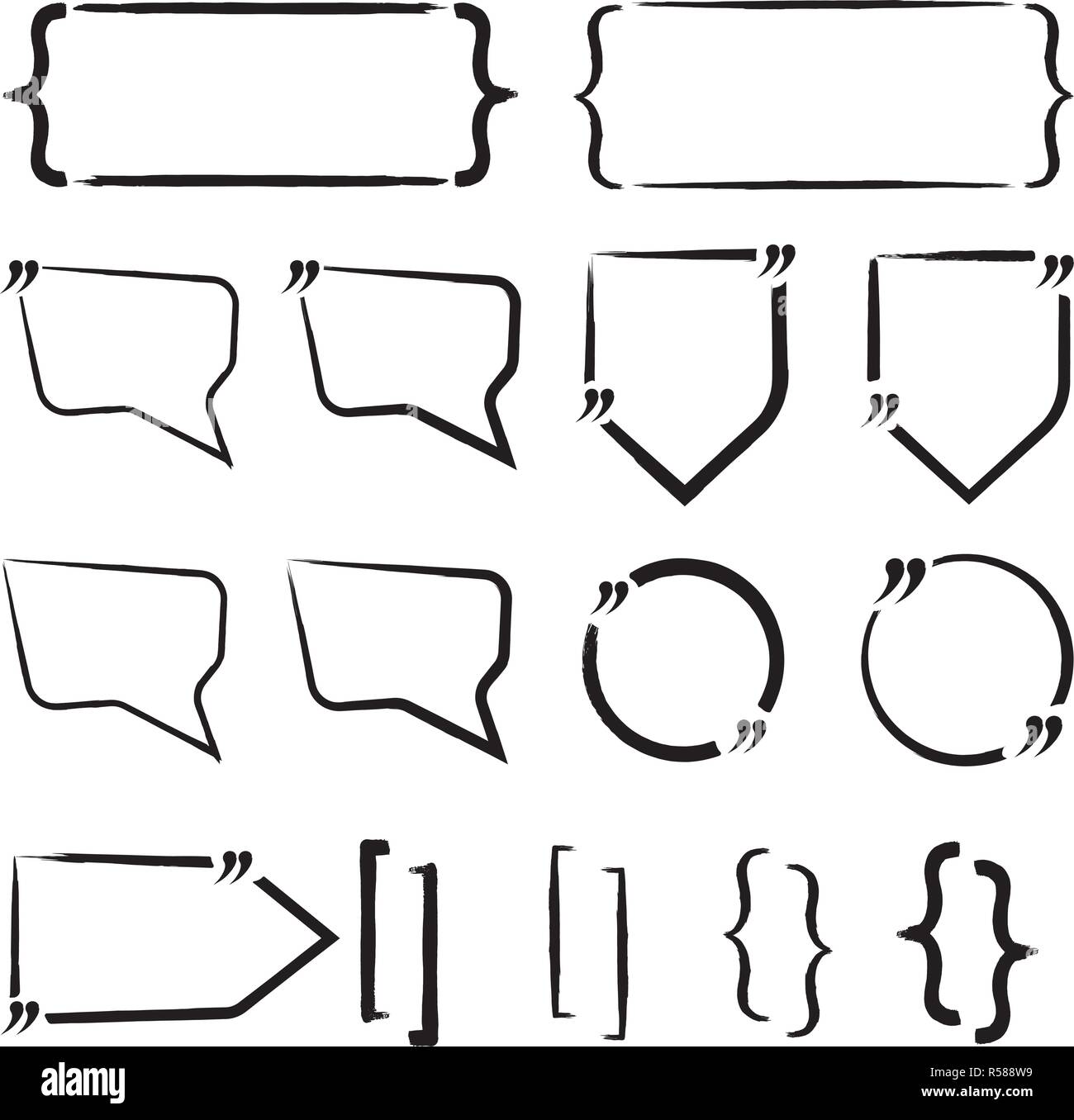 Set of Quote Blank Icon and Label. Template for note,message, comment ...