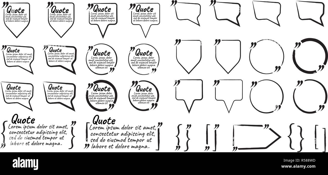 Set of Quote Blank with Text Icon and Label. Template for note,message ...