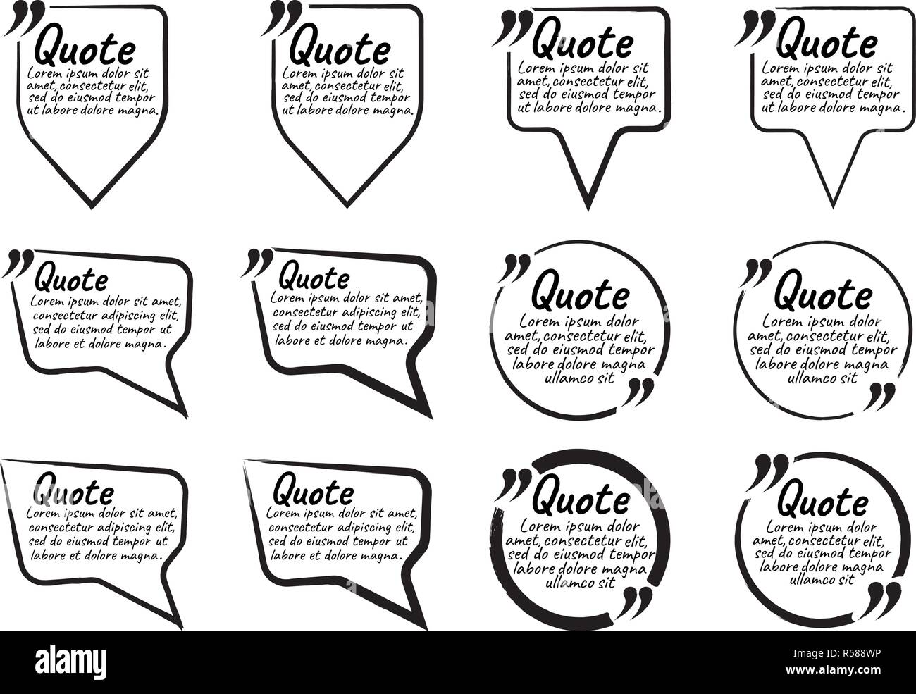 Set of Quote Blank with Text Icon and Label. Template for note,message ...