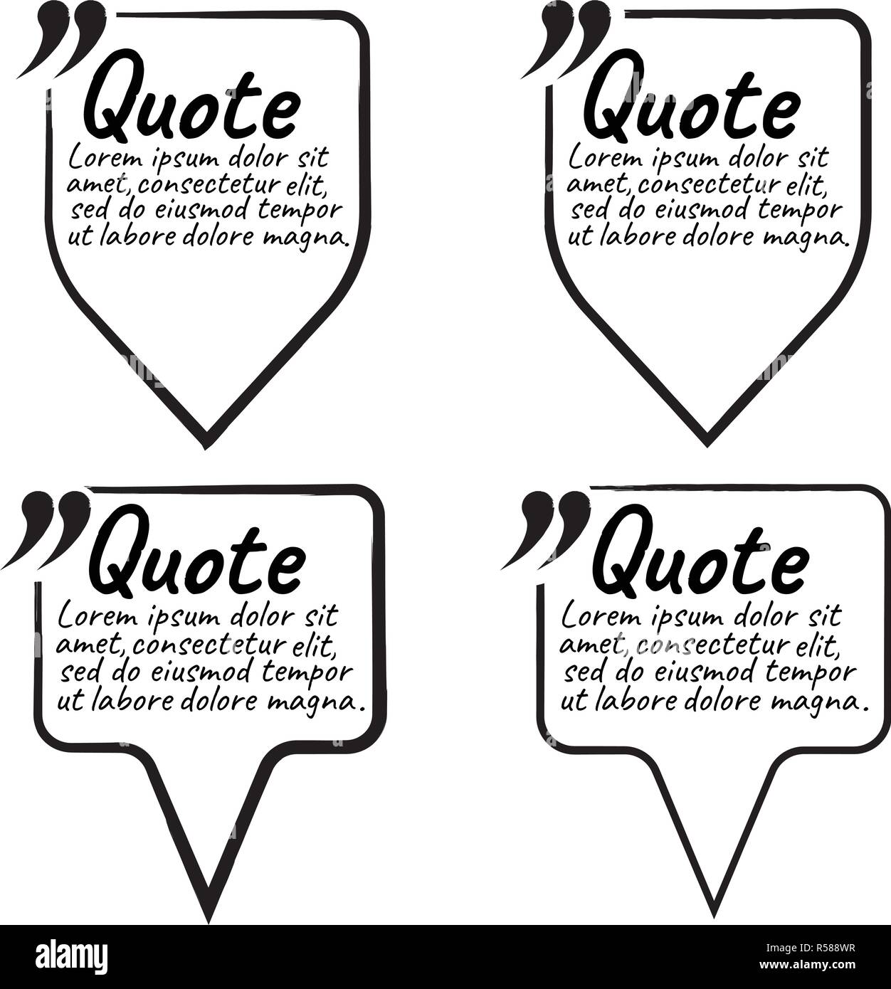 Set of Quote Blank with Text Icon and Label. Template for note,message ...