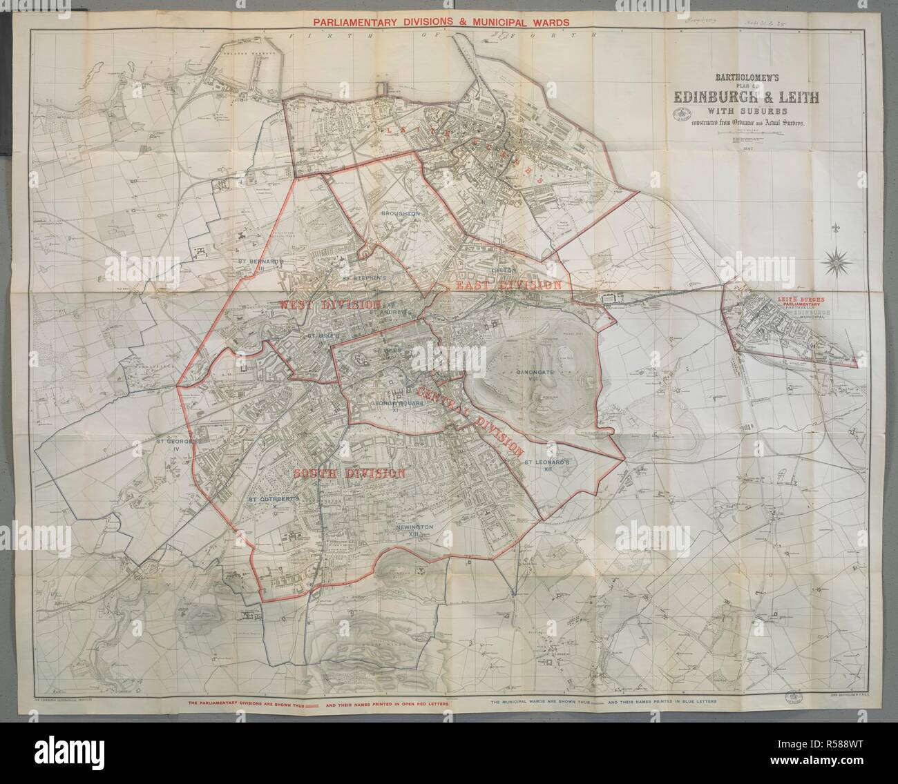 A plan of Edinburgh and Leith showing parliamentary divisions and ...