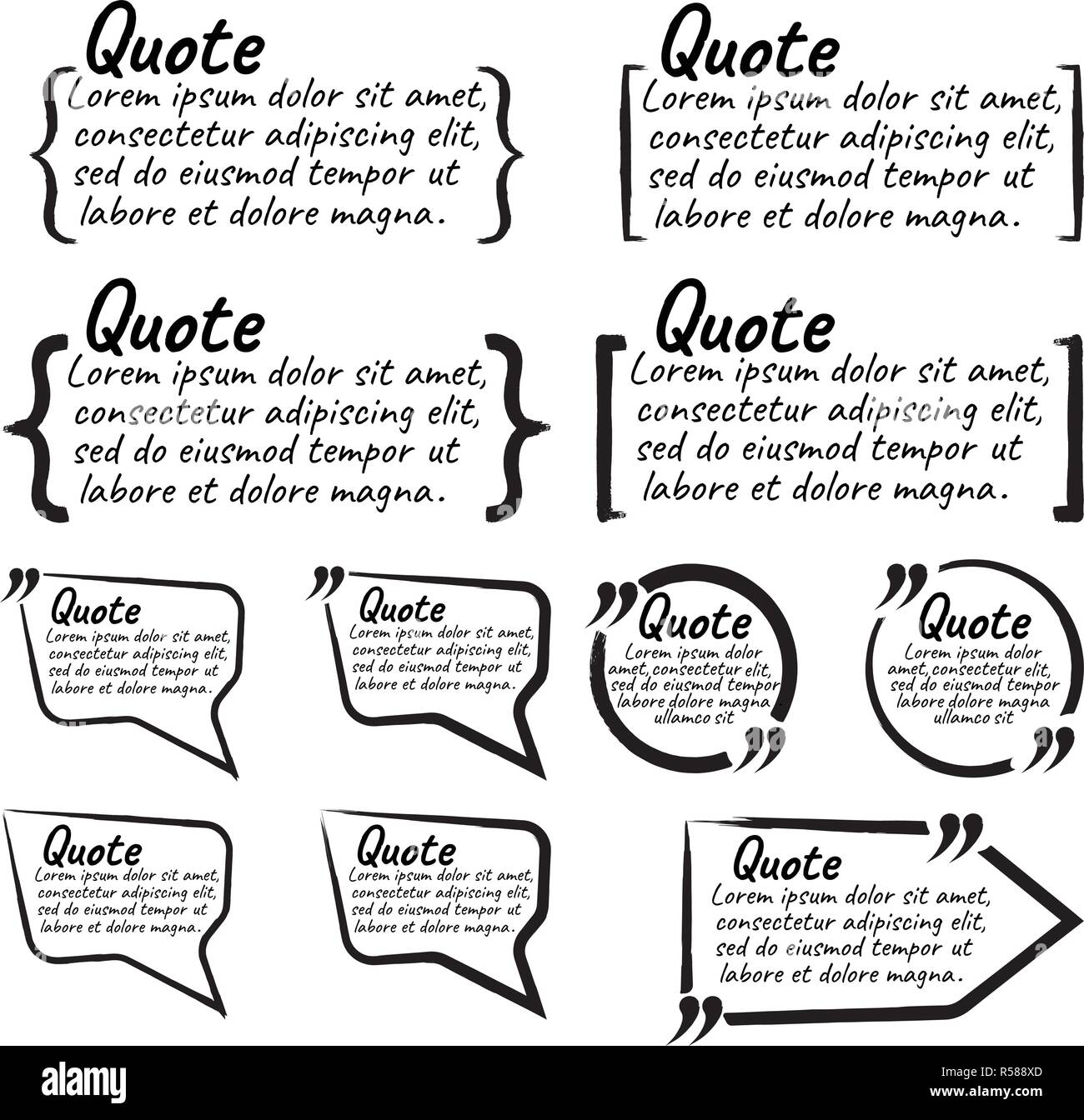 Set Of Quote Blank With Text Icon And Label Template For Note message set-of-quote-blank-with-text-icon-and-label-template-for-note-message
