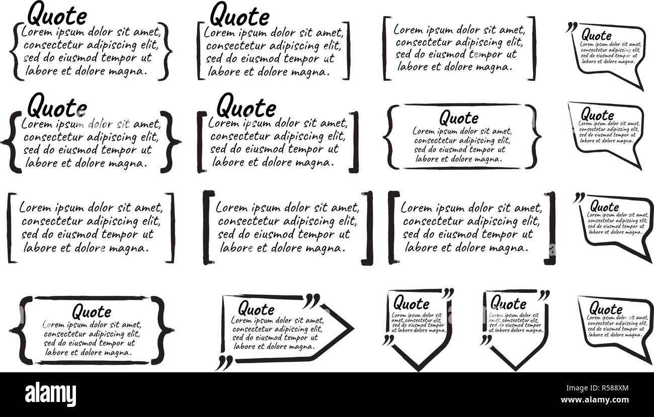 Set of Quote Blank with Text Icon and Label. Template for note,message ...