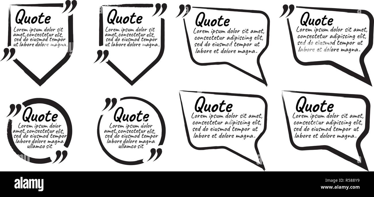 Set of Quote Blank with Text Icon and Label. Template for note,message ...