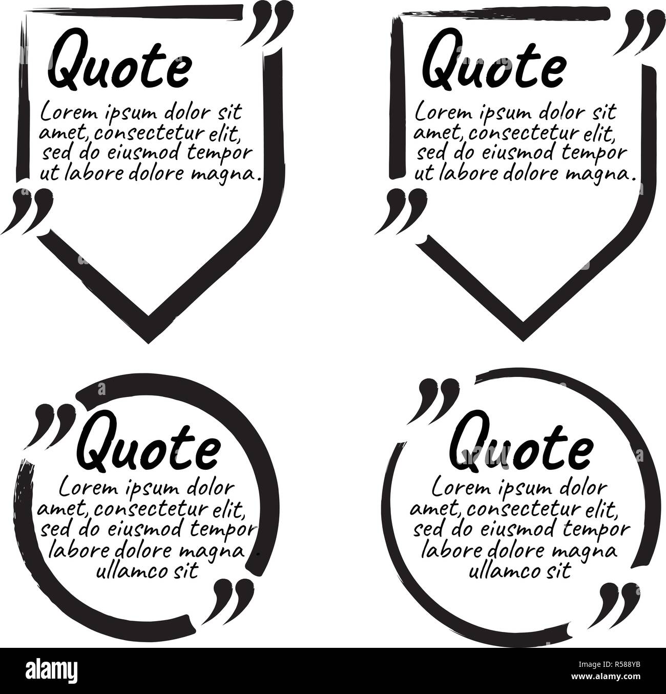 Set of Quote Blank with Text Icon and Label. Template for note,message ...