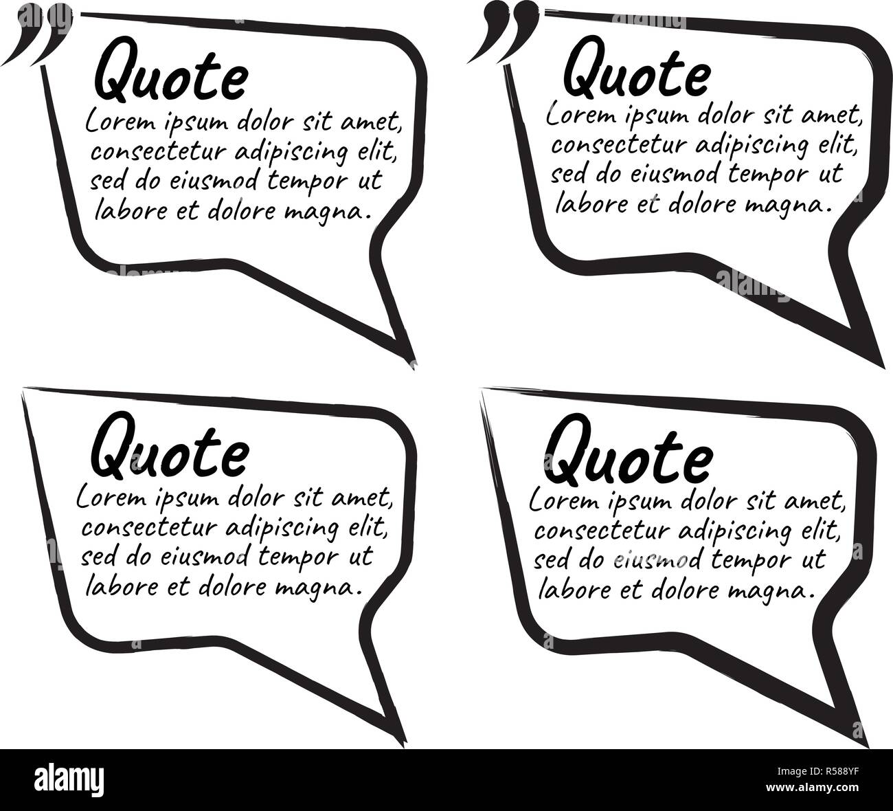 Set of Quote Blank with Text Icon and Label. Template for note,message ...