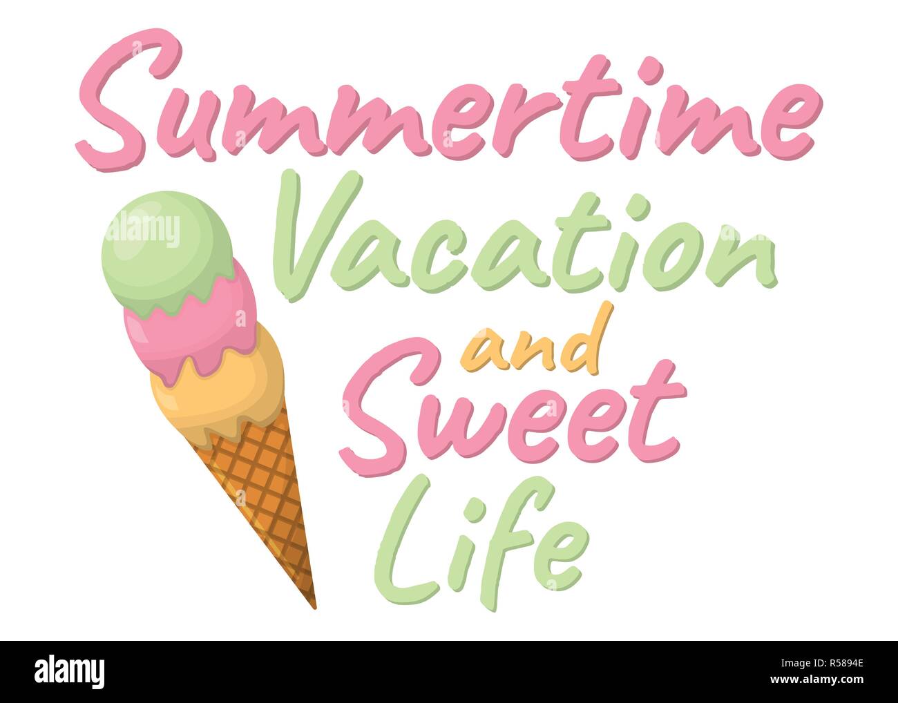 Summertime and Sweet Life Cartoon Icon. Summer Sundae, Ice Cream Logo ...
