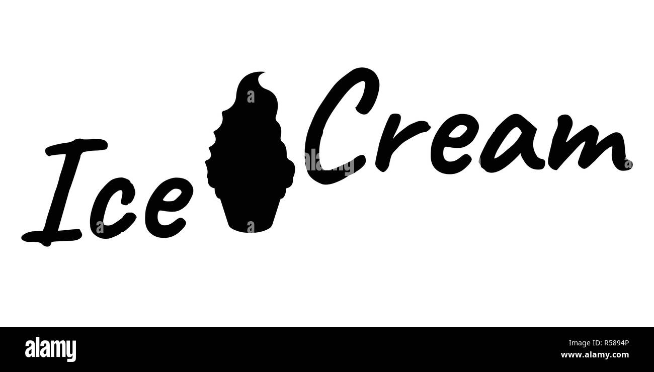 Ice Cream Cartoon Icon. Summer Sundae Logo and Label for Ice Cream Shop ...