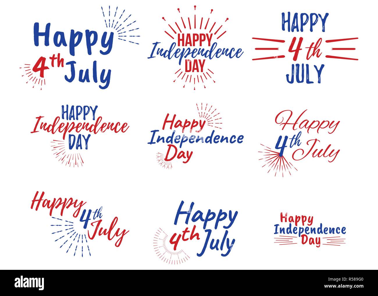 Happy 4 th July and Independence Day. Greeting Cards with Font. Vector ...