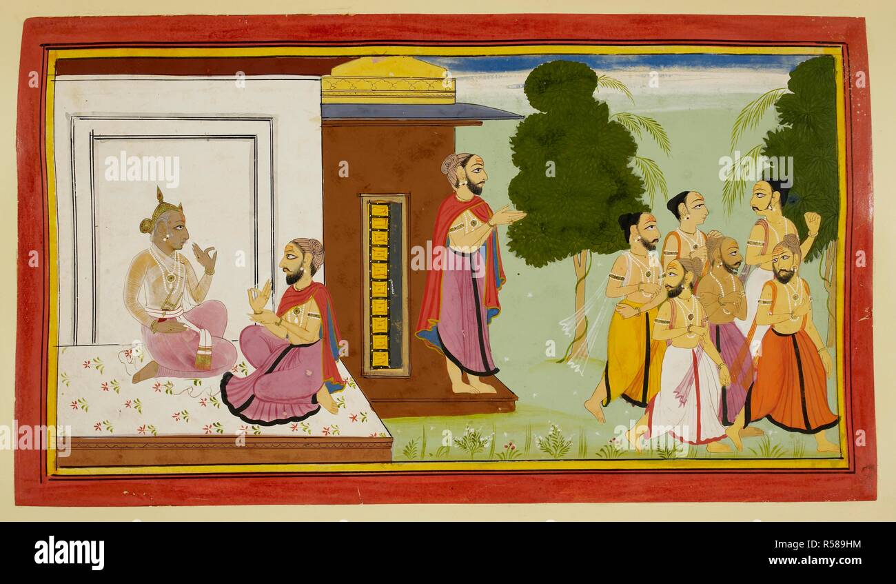 Preparing the sacrifice. Ramayana, Bala Kanda. Udaipur, 1712. King ...