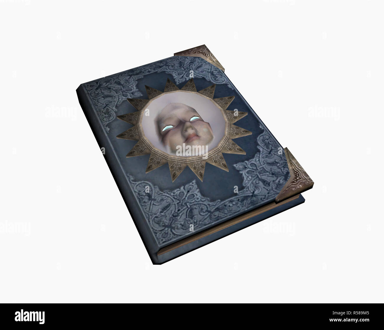 spellbook with face released Stock Photo - Alamy