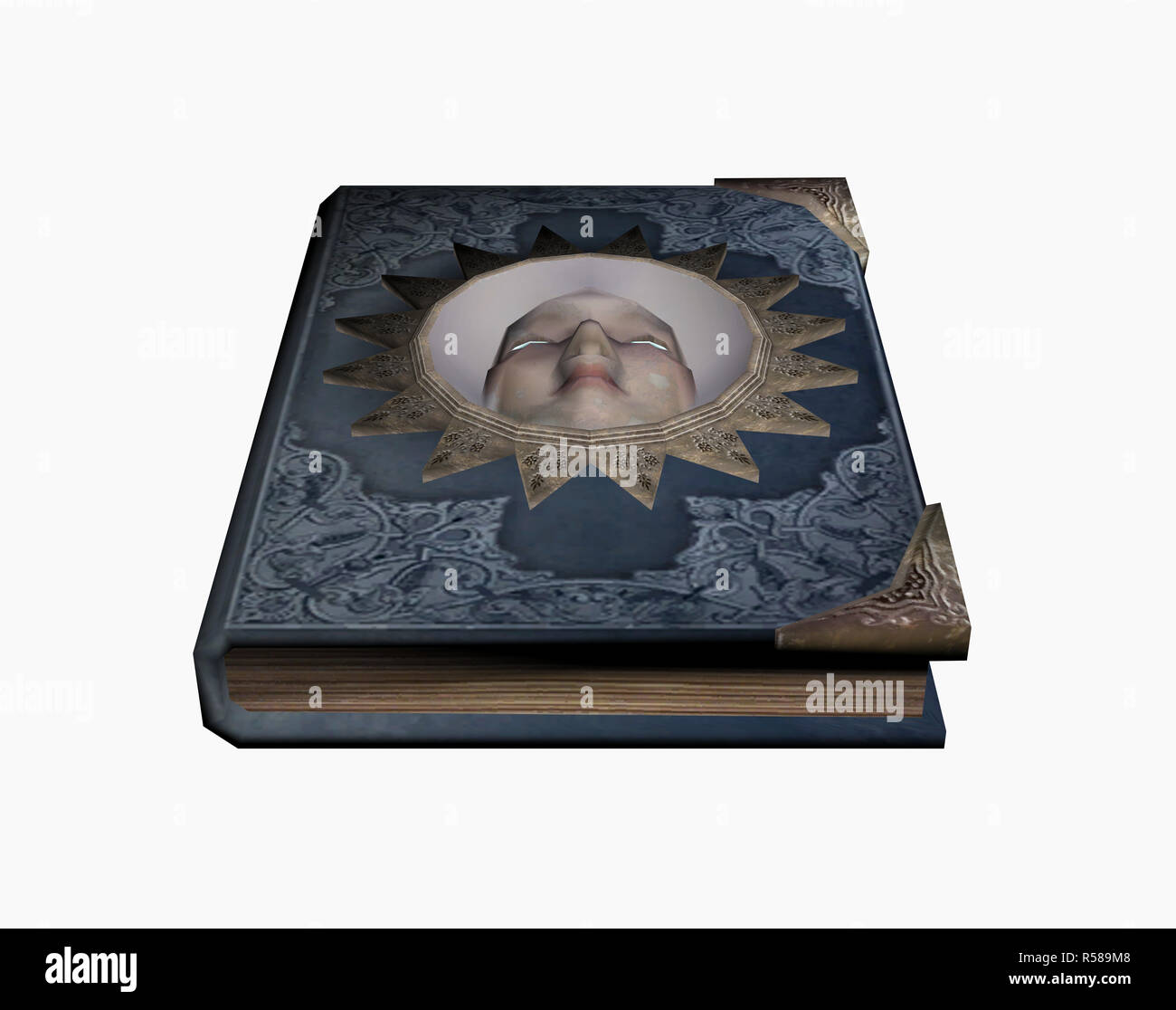 spellbook with face released Stock Photo - Alamy