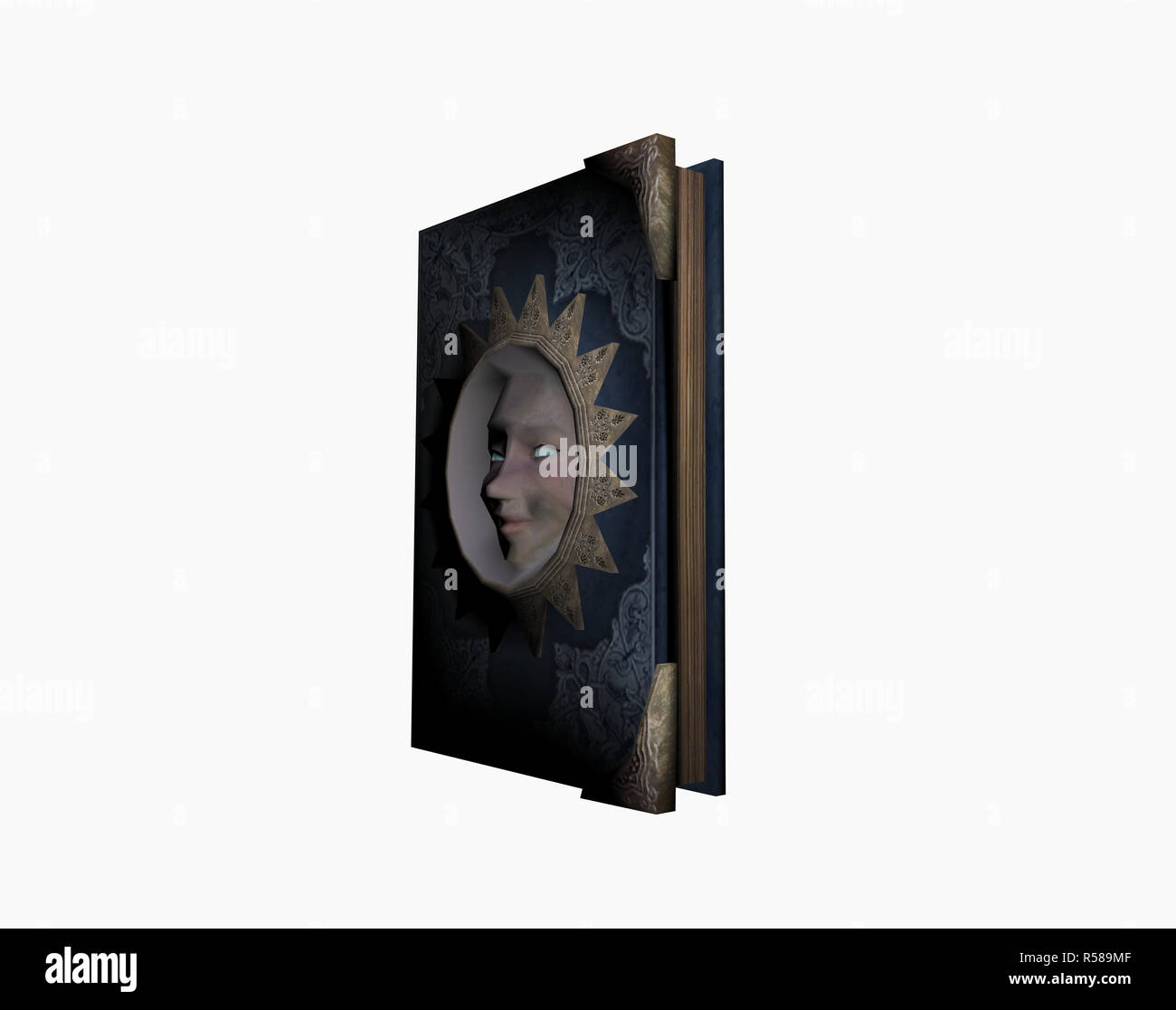 spellbook with face released Stock Photo - Alamy