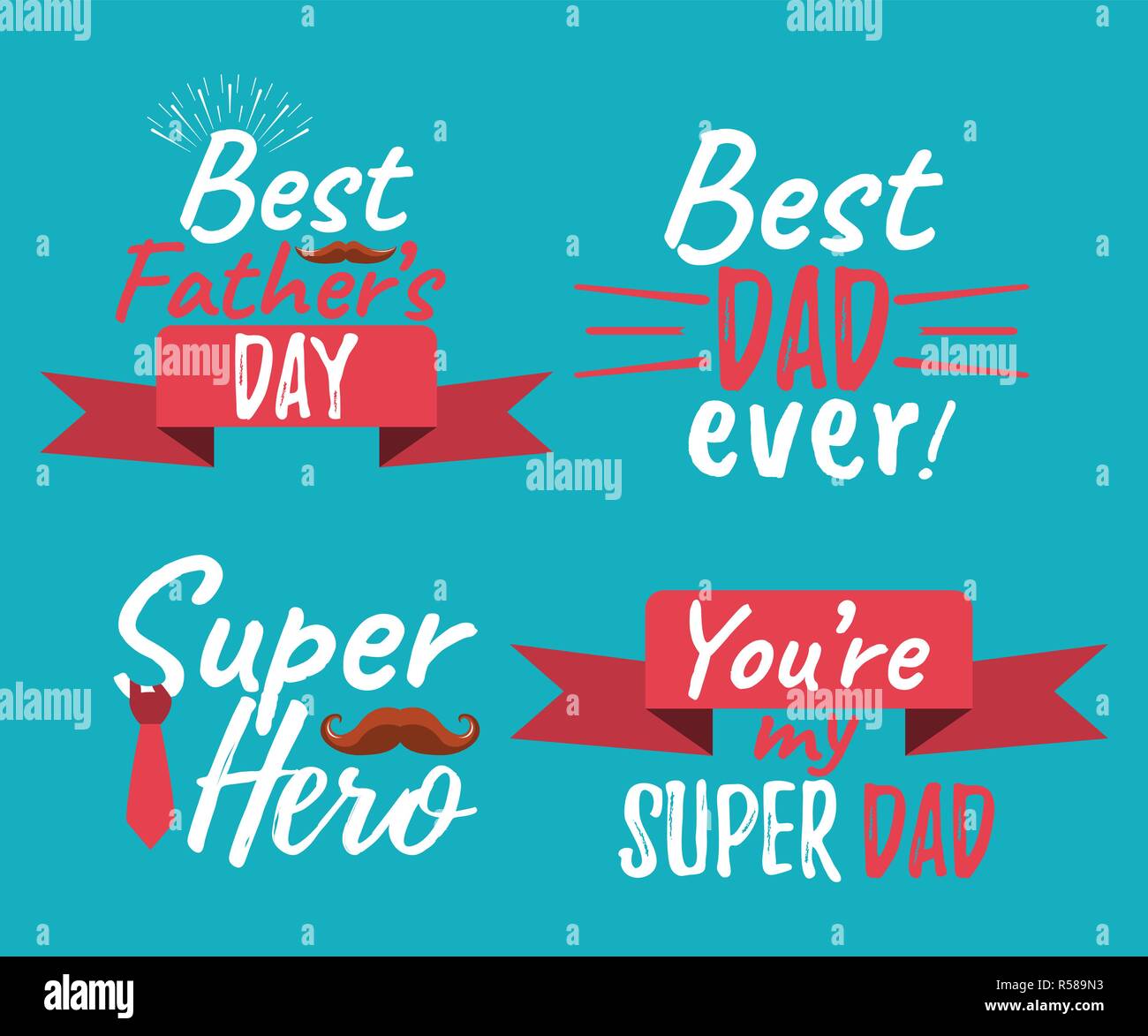 Set of Happy Father's Day banner and giftcard. Best Dad Poster Sign on ...