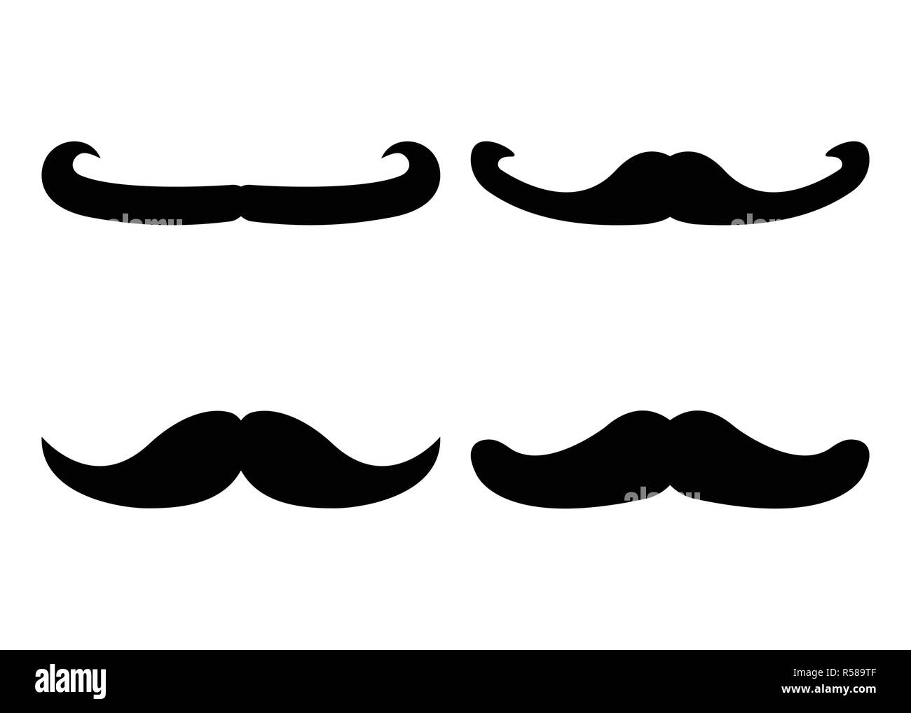 Set of Moustache Icon and Label. Father's Day. Flat style. Vector ...