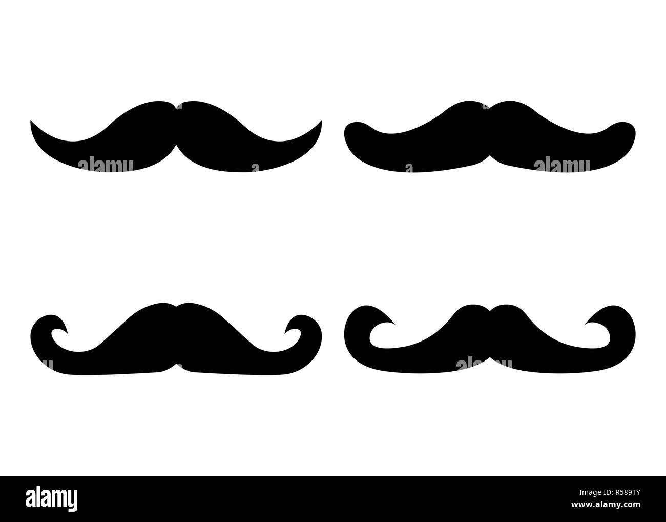 Set of Moustache Icon and Label. Father's Day. Flat style. Vector ...