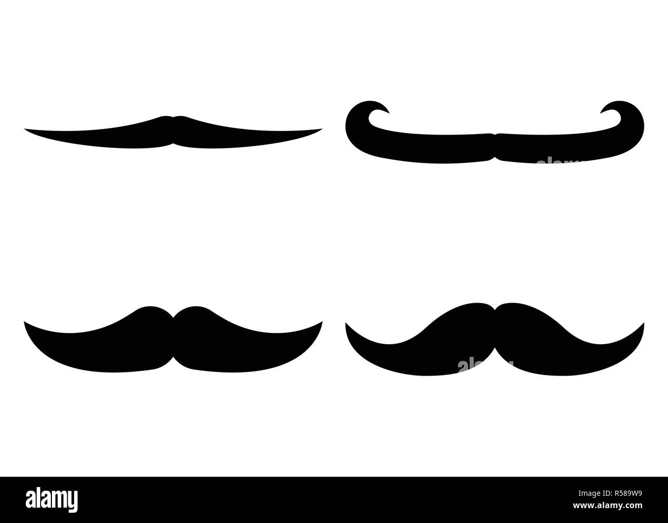 Set of Moustache Icon and Label. Father's Day. Flat style. Vector ...