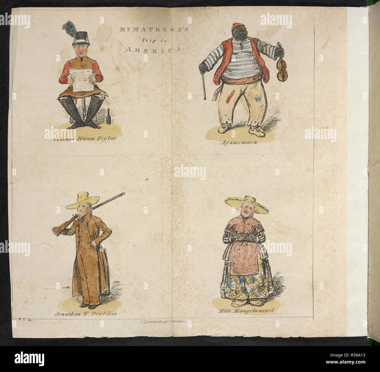 Four sketches relating to the English comedian Charles Mathews' visit ...
