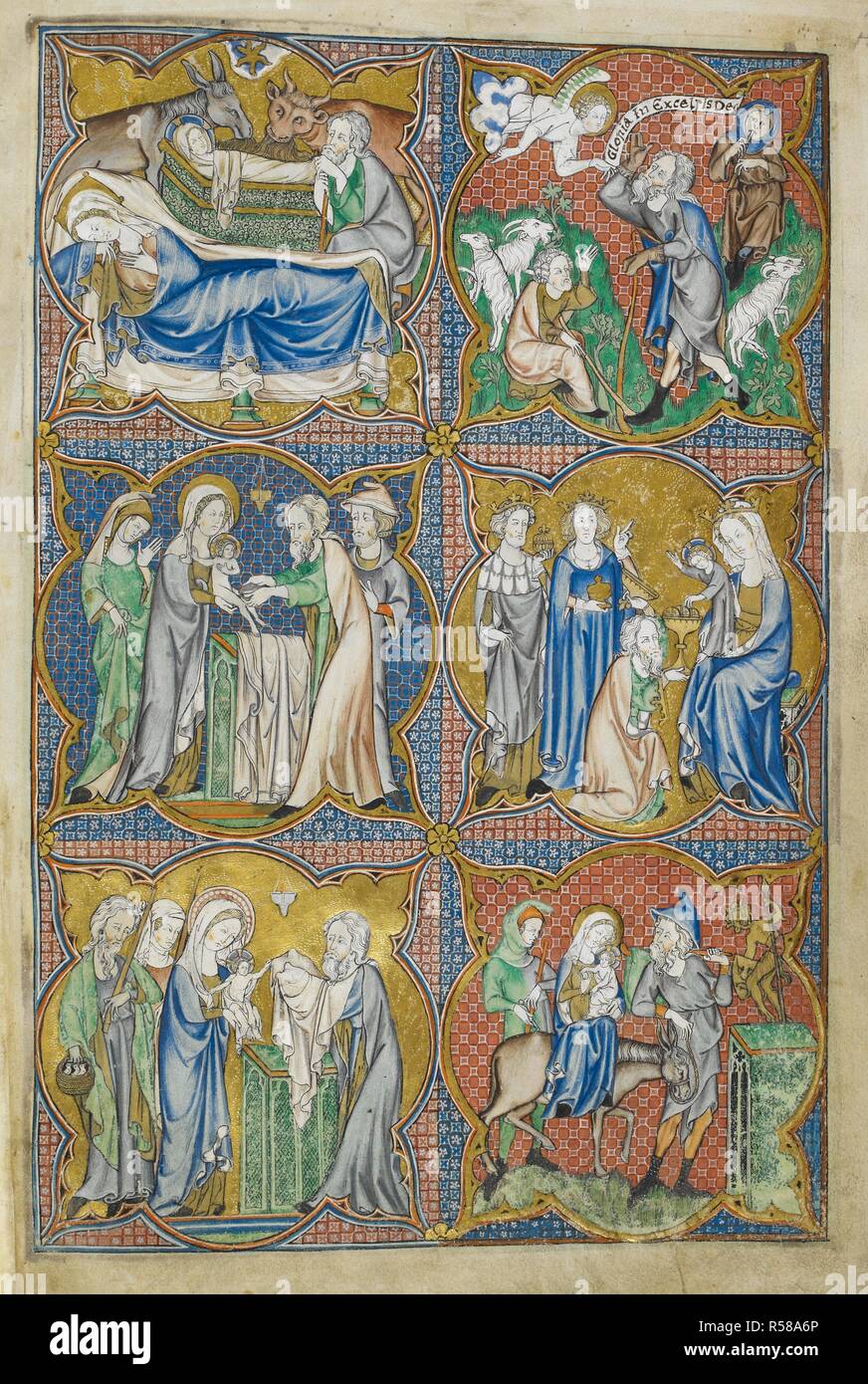 Six scenes from the life of Christ: the Nativity, the Annunciation to the Shepherds, the ...