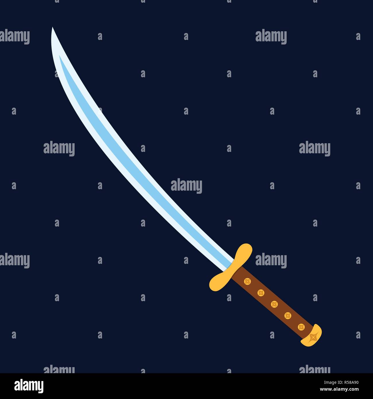 Sword icon. Label of fantasy and medieval weapon. Cartoon style. Vector ...
