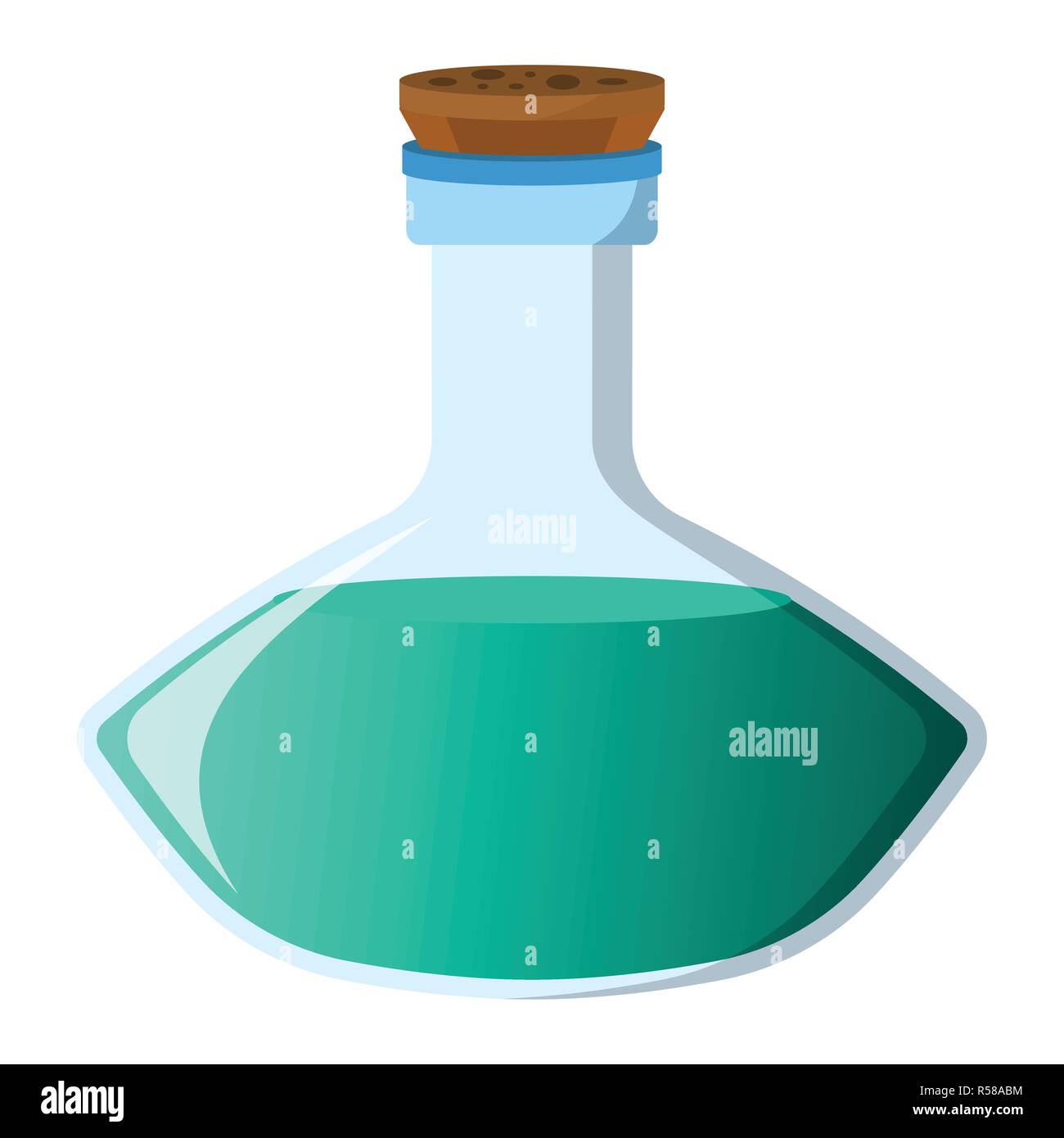 Flask and bottle icon. Label of fantasy potion and elixir. Cartoon ...