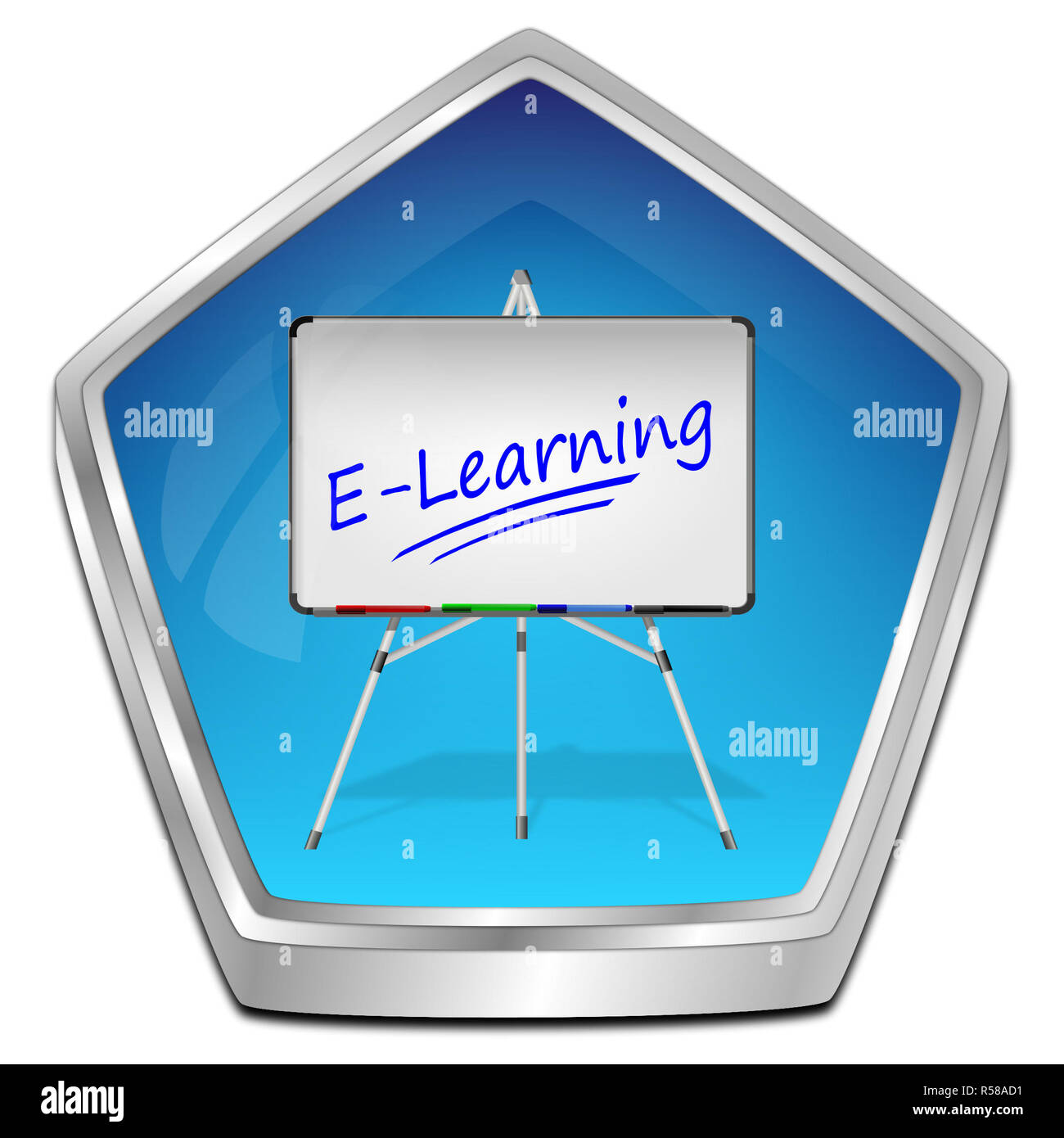 blue E-Learning Button - 3D illustration Stock Photo - Alamy