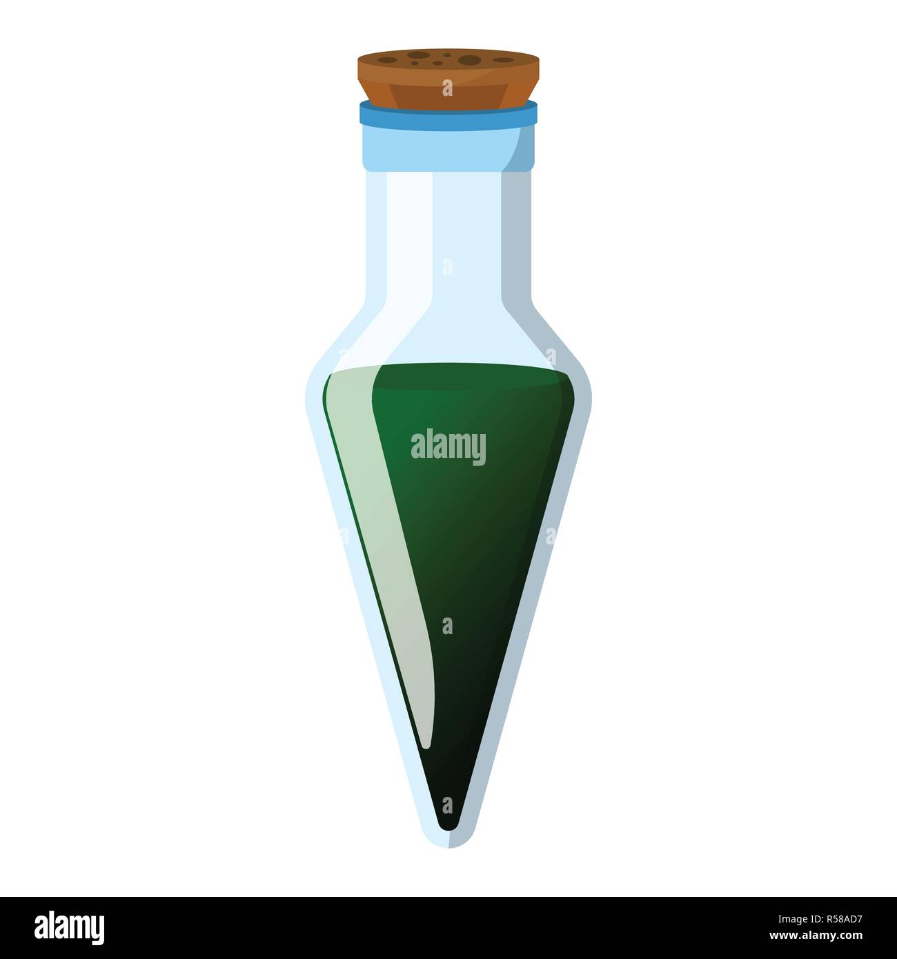 Flask and bottle icon. Label of fantasy potion and elixir. Cartoon ...