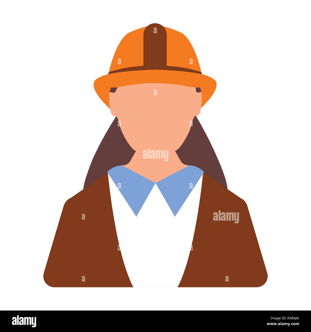 Female engineer worker icon. Woman worker. Cartoon style. Vector ...